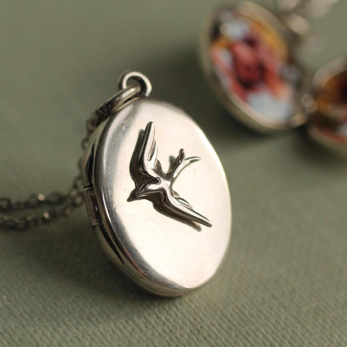 Sterling Silver Swallow Bird Locket Necklace – Silk Purse, Sow's Ear