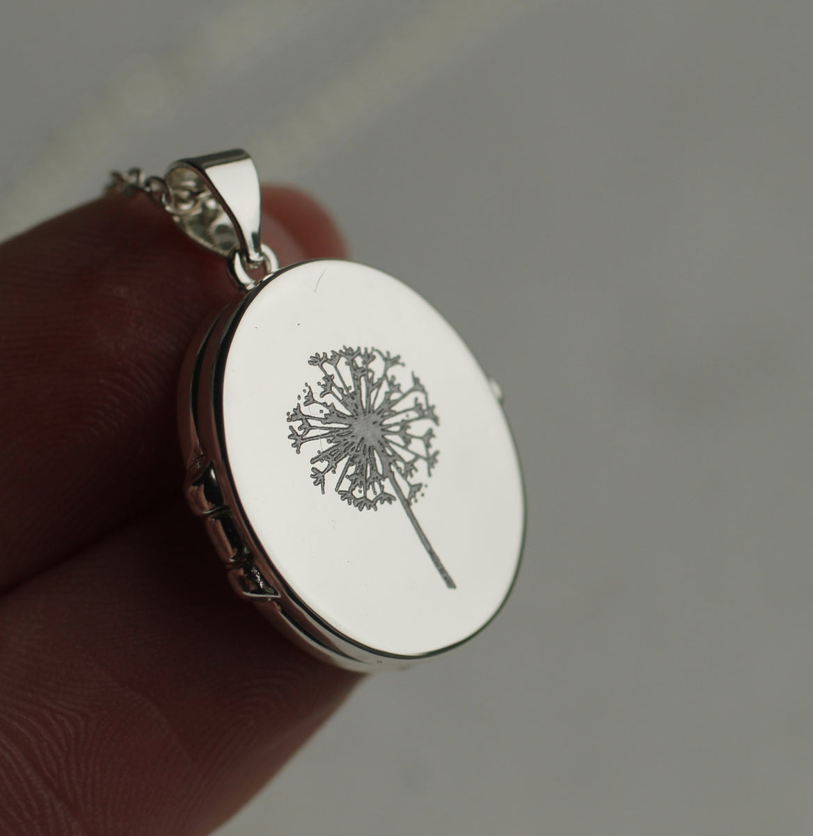 Silver Dandelion Locket Necklace – Silk Purse, Sow's Ear